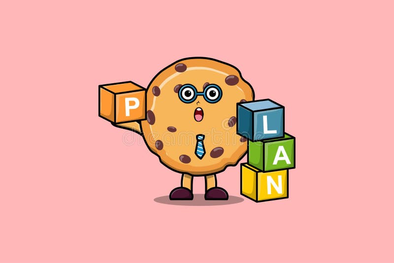 Cute Cartoon Biscuits Businessman Stack Plan Box Stock Vector ...