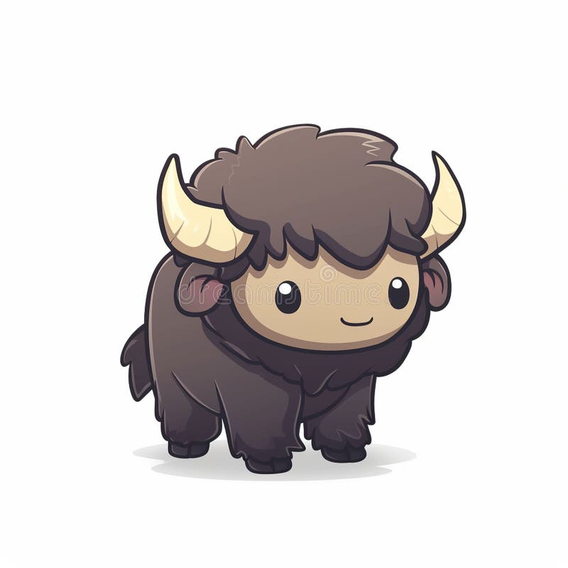 Cute Cartoon Bison Character with Big Eyes and Adorable Features. Stock ...