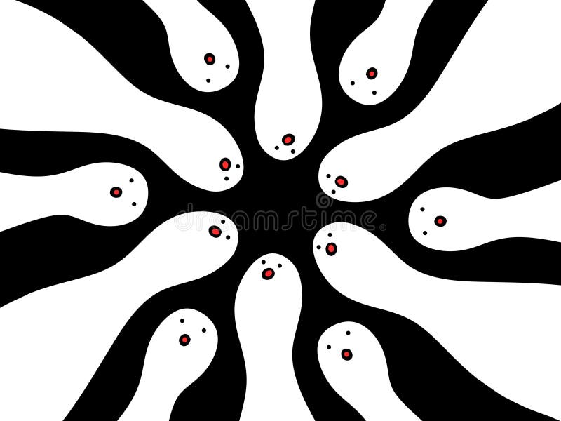 Cute Cartoon on Black Background Stock Illustration - Illustration of ...