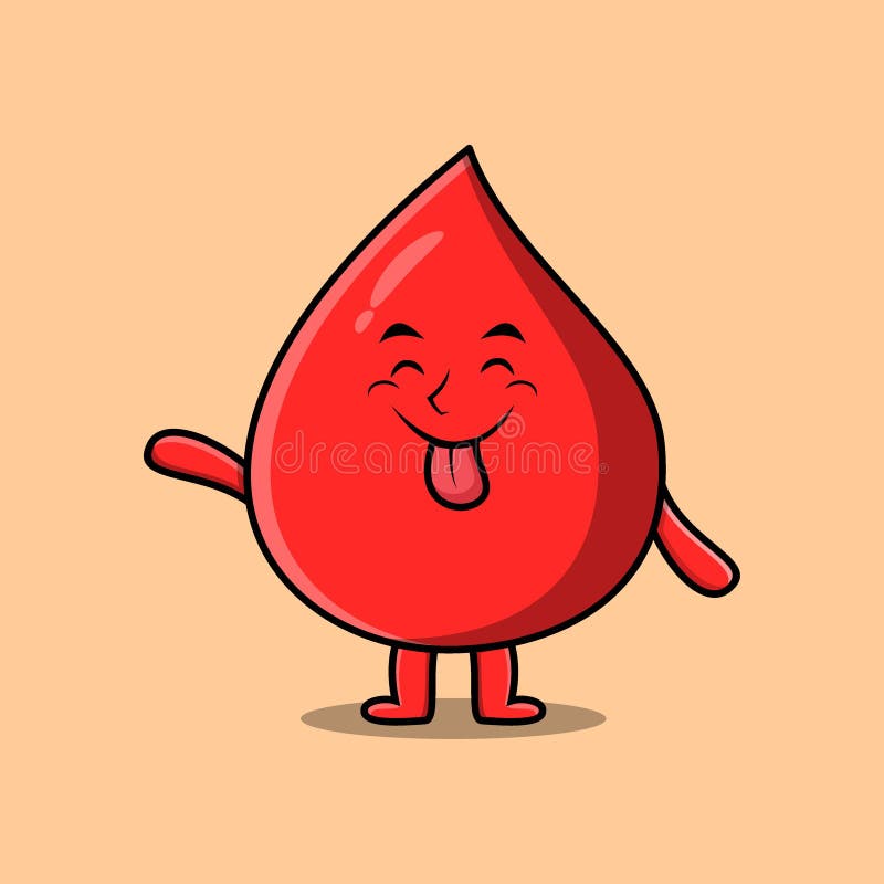 Cute Cartoon Blood Drop with Flashy Expression Stock Vector ...