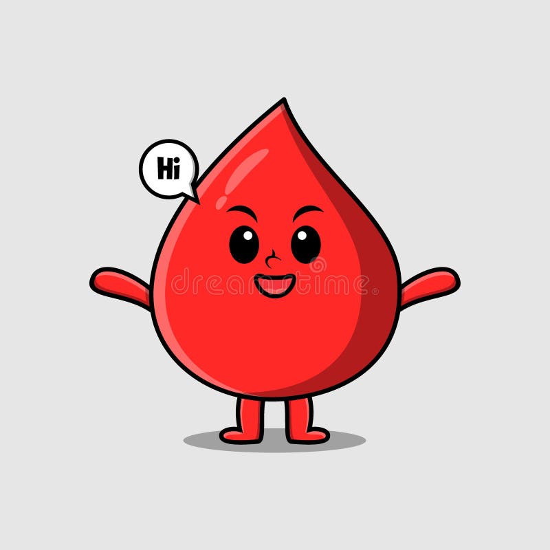 Cute Cartoon Blood Drop with Happy Expression Stock Illustration ...