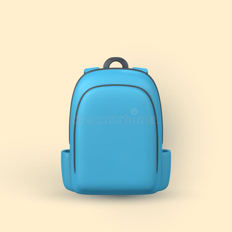 Cute Cartoon Blue Backpack. 3d Realistic School Bag. Back To School ...