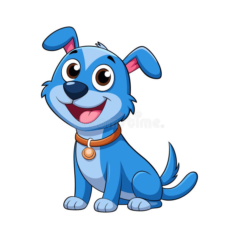Cute Cartoon Blue Dog with Floppy Ears Stock Vector - Illustration of ...