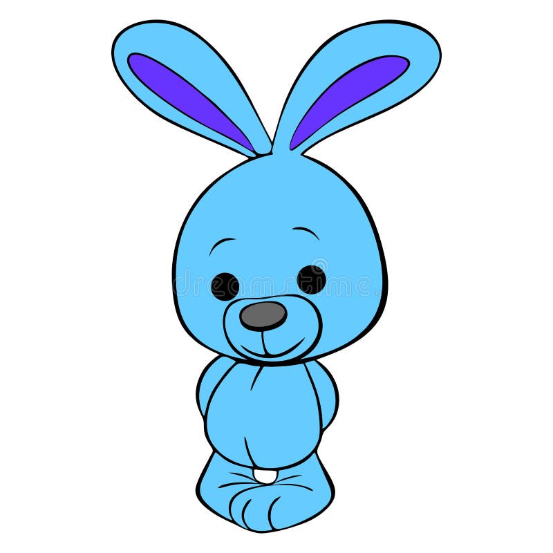 Cute Cartoon Blue Hare Drawing,isolated Element Stock Illustration ...