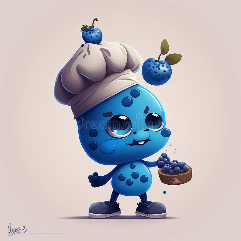 A Cute Cartoon Blueberry Character Ai Generative Stock Illustration ...