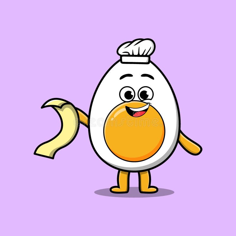 Cute Cartoon Boiled Egg Chef with Menu in Hand Stock Vector ...