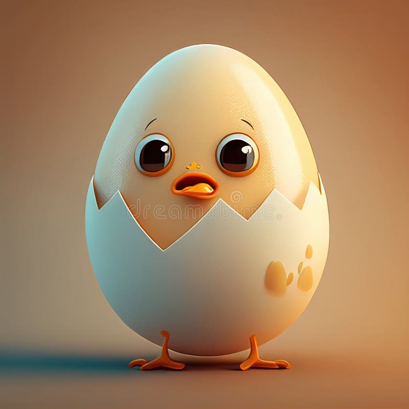 Cute Cartoon Boiled Egg Half Peeled Character Generative Ai Stock ...