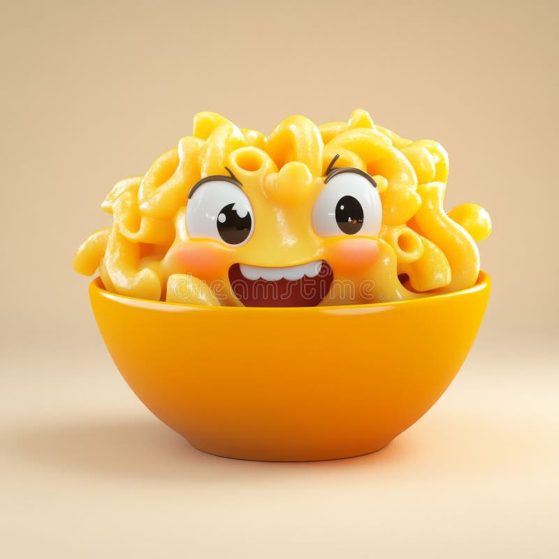 The Cute Cartoon Bowl of Mac and Cheese (Stock) Stock Photo - Image of ...