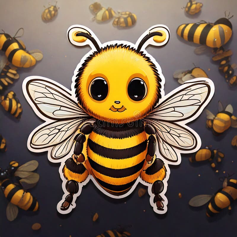 Cute Cartoon Boy Bee with Other Bees in a Nest Around it Stock ...