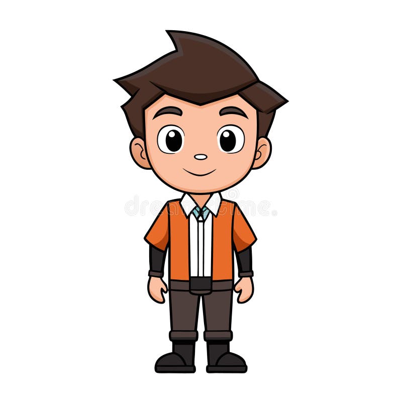 Cute Cartoon Boy Character Standing Upright Illustration Stock Photo ...