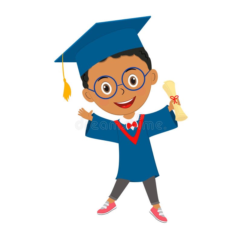 Cute Cartoon Boy with Diploma Stock Vector - Illustration of college ...