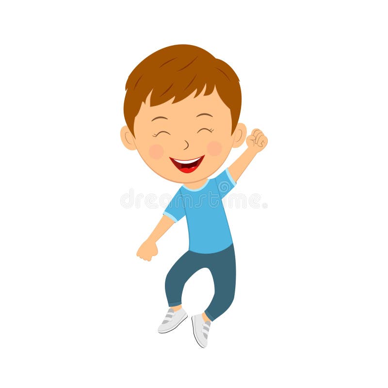 Cute Cartoon Boy Expresses Win Stock Vector - Illustration of triumph ...