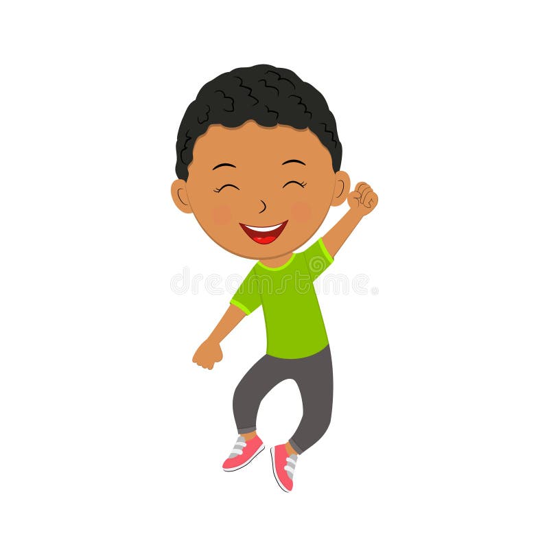 Cute Cartoon Boy Expresses Win Stock Vector - Illustration of young ...