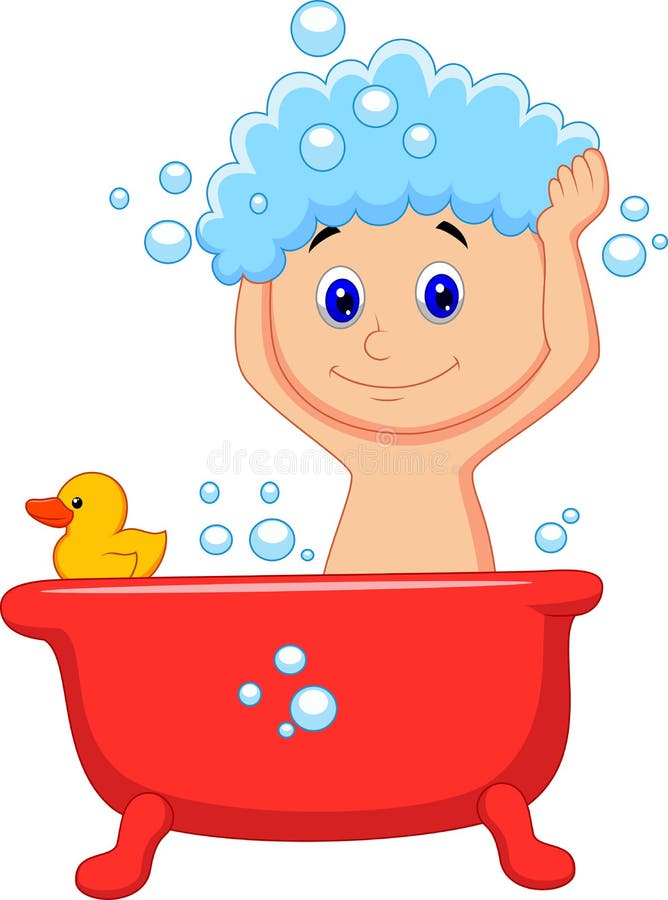 Baby boy having a bath stock vector. Illustration of healthy - 10633885