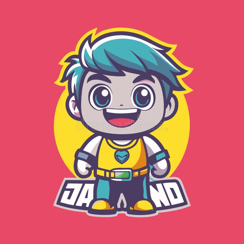 Cute Cartoon Boy Mascot Character with Vector Logo Illustration Stock ...