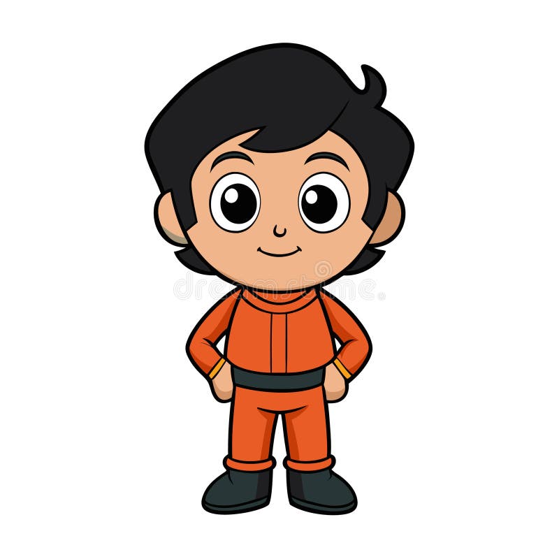 Cute Cartoon Boy in Orange Suit Illustration Stock Illustration ...