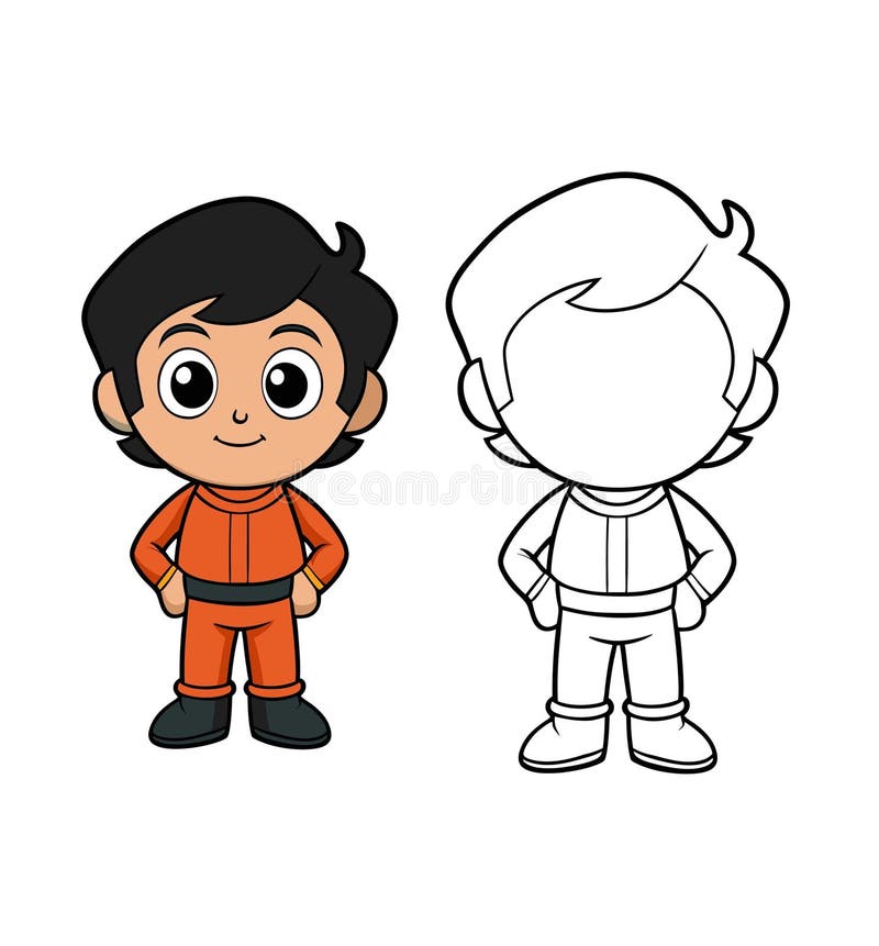 Cute Cartoon Boy in Orange Suit Illustration Stock Vector ...
