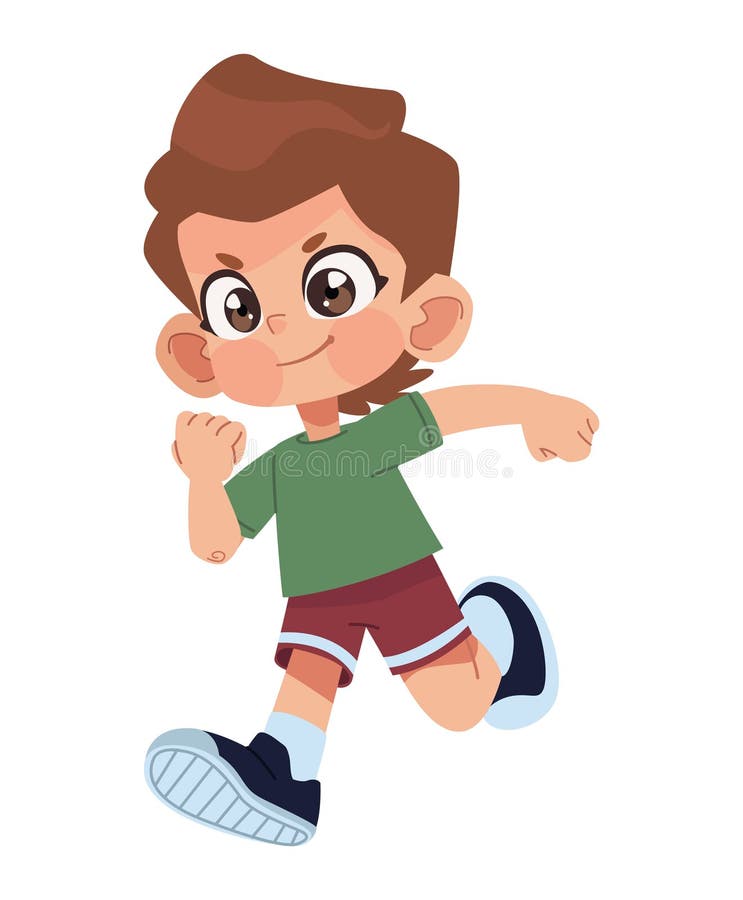 Cute Cartoon Boy Running Icon Stock Vector - Illustration of character ...