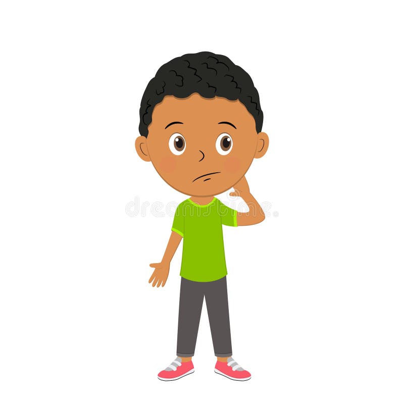 Cute Cartoon Boy Shows Doubt Stock Vector - Illustration of study, cute ...