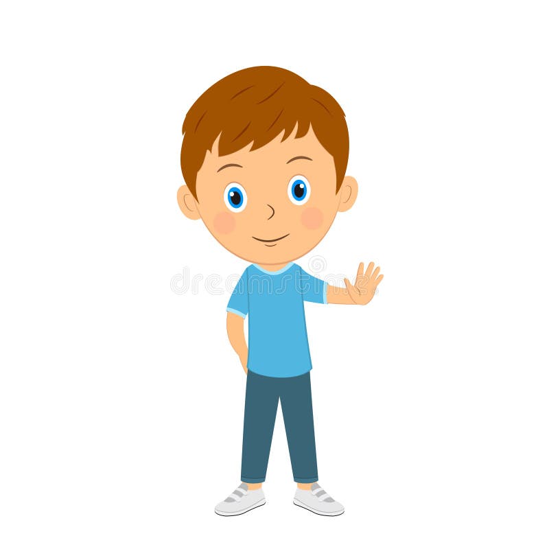 Cute Cartoon Boy Shows Stop Mark Stock Vector - Illustration of stop ...