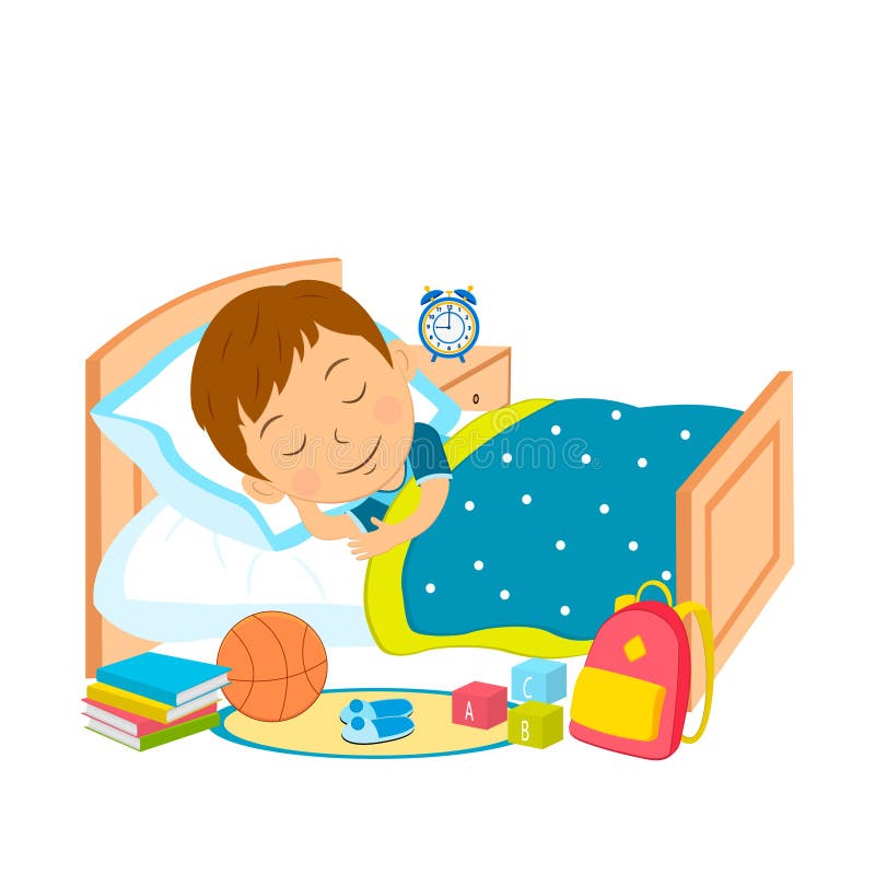 Cute cartoon boy sleep stock vector. Illustration of people - 214175385