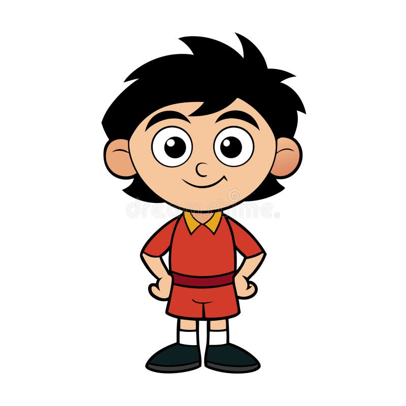 Cute Cartoon Boy Standing with Hands on Hips Stock Image - Illustration ...