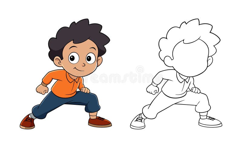 Cute Cartoon Boy Stretching, Warming Up, Getting Ready Stock Vector ...