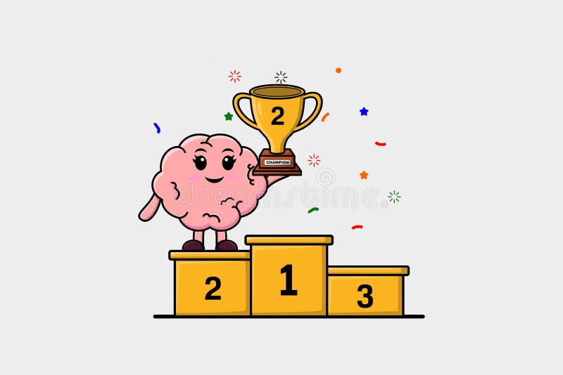 Cute Cartoon Brain Character As the Second Winner Stock Vector ...