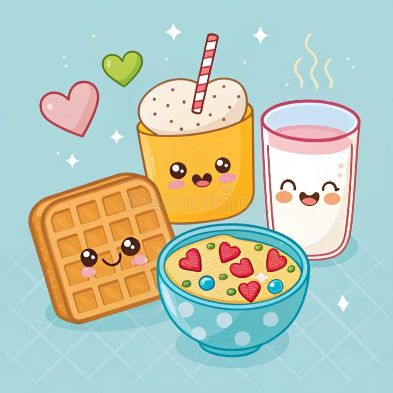 Cute Cartoon Breakfast Foods Stock Photos - Free & Royalty-Free Stock ...