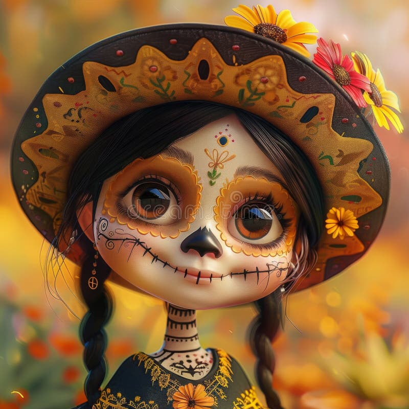Cute Cartoon with a Bright Whimsical Style in Catrina Stock Photo ...