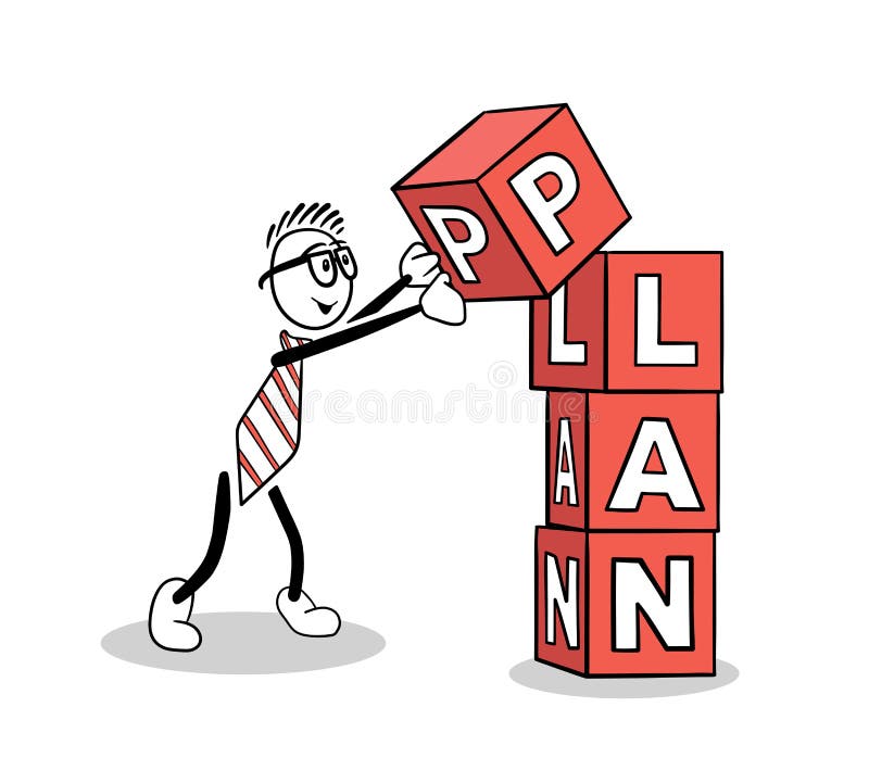 Cute Cartoon Building a Plan Stock Vector - Illustration of building ...