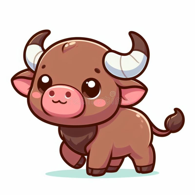 Cute Cartoon Bull Isolated on a White Background, Suitable for Making ...