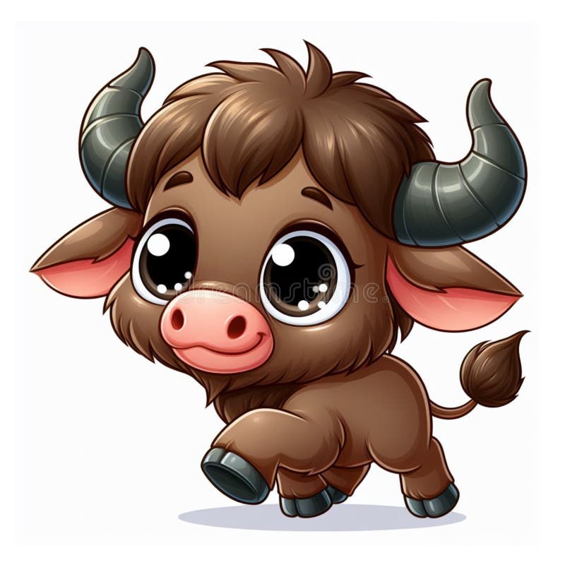 Cute Cartoon Bull Isolated on a White Background, Suitable for Making ...