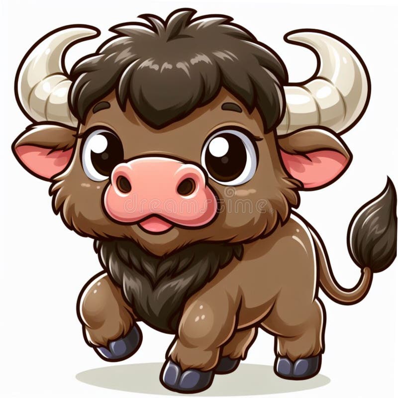 Cute Cartoon Bull Isolated on a White Background, Suitable for Making ...