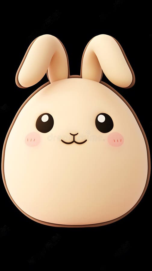 Cute Cartoon Bunny with Big Eyes and Soft Features Stock Illustration ...