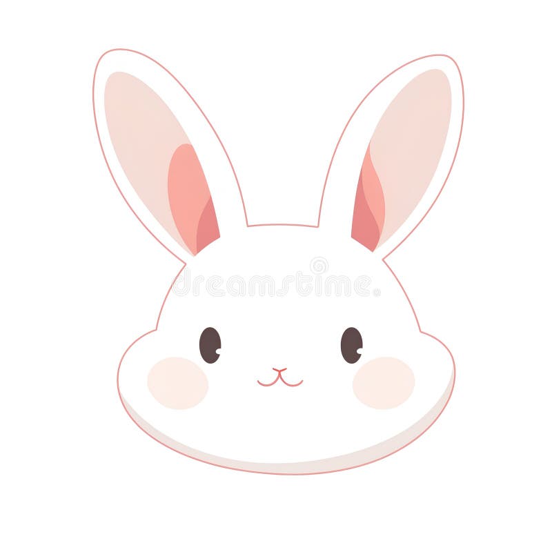 Cute Cartoon Bunny Face Isolated on White Background. Vector ...