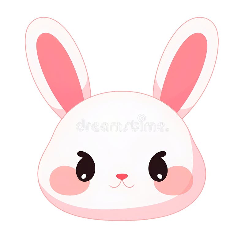Cute Cartoon Bunny Face. Vector Illustration on White Background ...