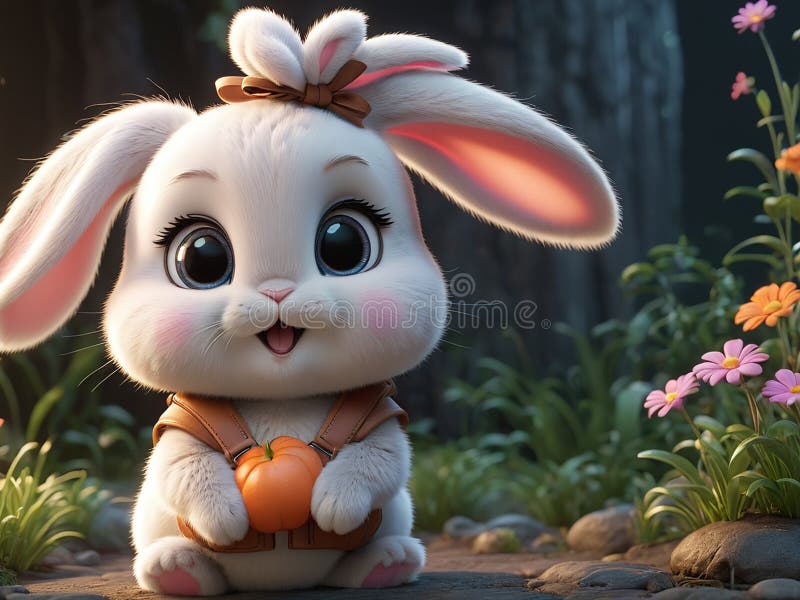 Cute Cartoon Bunny Kawaii Style - Generated by Ai Stock Illustration ...