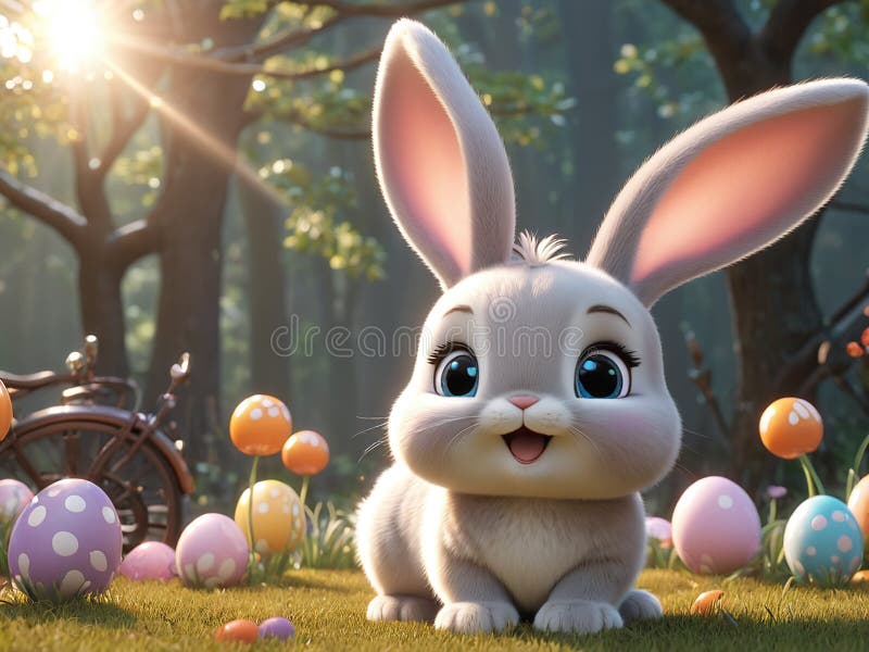 Cute Cartoon Bunny Kawaii Style - Generated by Ai Stock Illustration ...