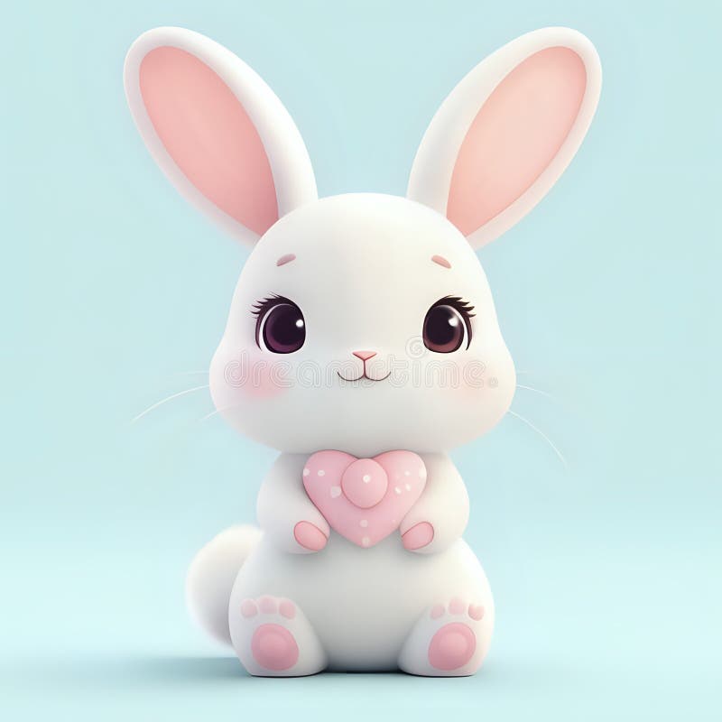 Cute Cartoon Bunny Kawaii Style - Generated by Ai Stock Illustration ...