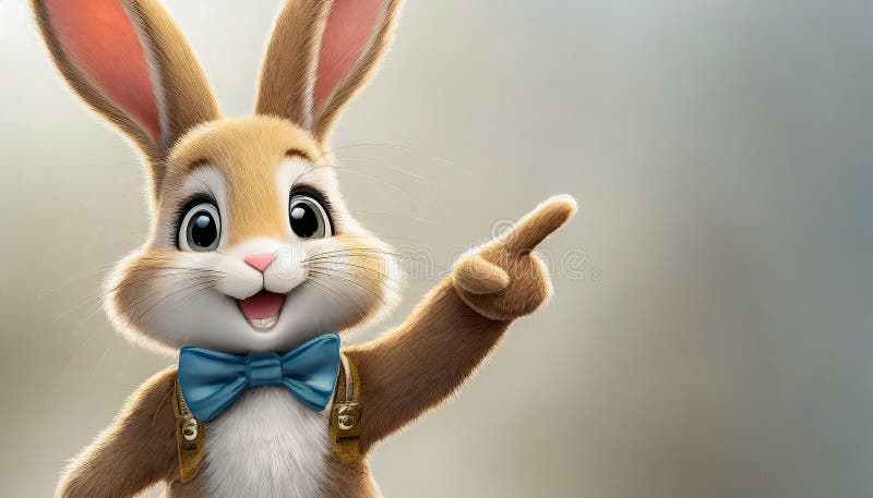 Cute Cartoon Bunny Points at an Empty Space Stock Illustration ...