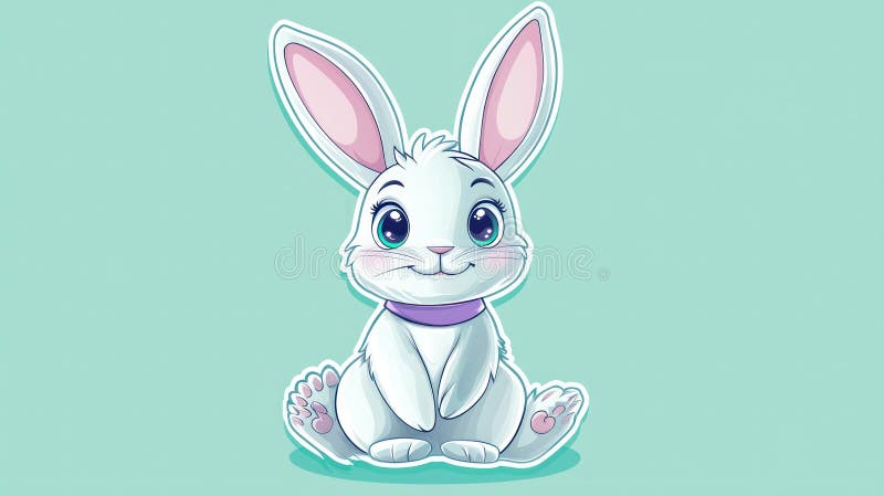 Cute Cartoon Bunny Rabbit with Big Blue Eyes Stock Illustration ...