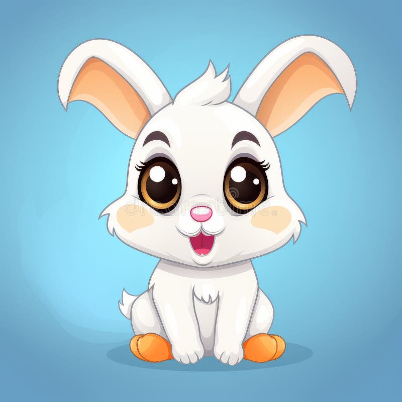Cute Cartoon Bunny Rabbit with Big Eyes Stock Illustration ...