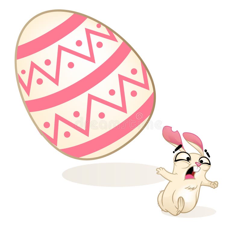 Cute Cartoon Bunny is Running Away from a Huge Easter Egg Stock Vector ...