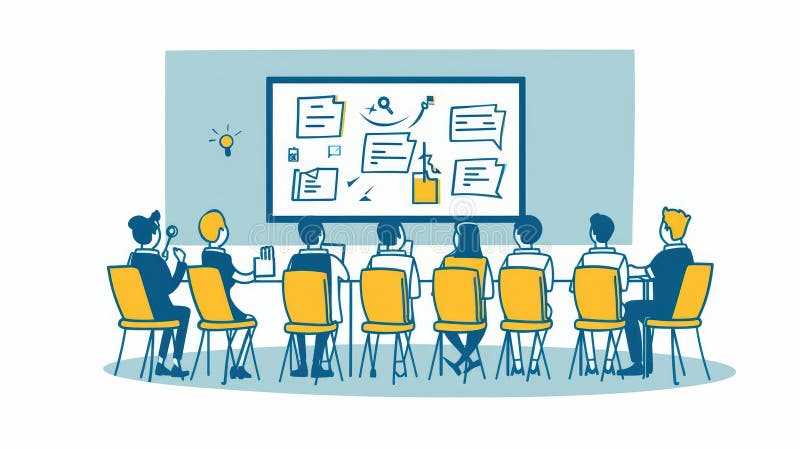 A Cute Cartoon of a Business Conference Held in a Zerogravity Room ...