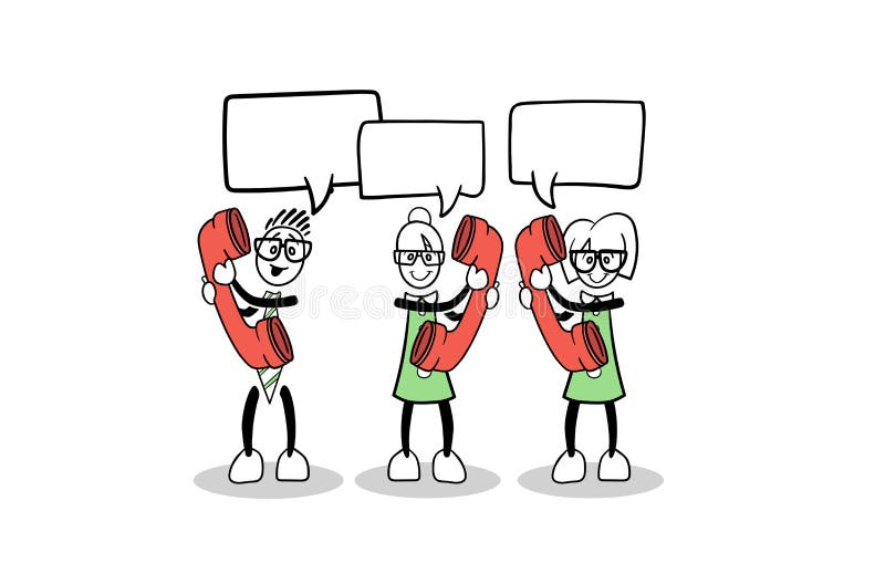 Cute Cartoon Business People Making Calls Stock Vector - Illustration ...
