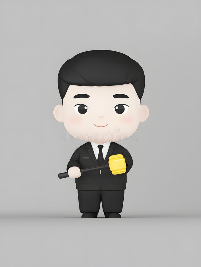 Cute Cartoon Businessman with a Gavel Stock Image - Image of ...