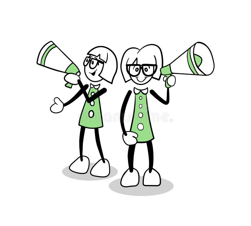 Cute Cartoon Businesswoman Using Megaphone Stock Vector - Illustration ...