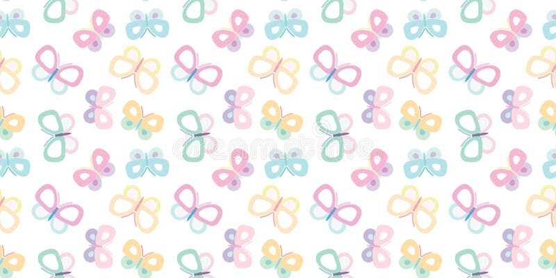 Cute Cartoon Butterflies Seamless Repeat Pattern Vector Background ...