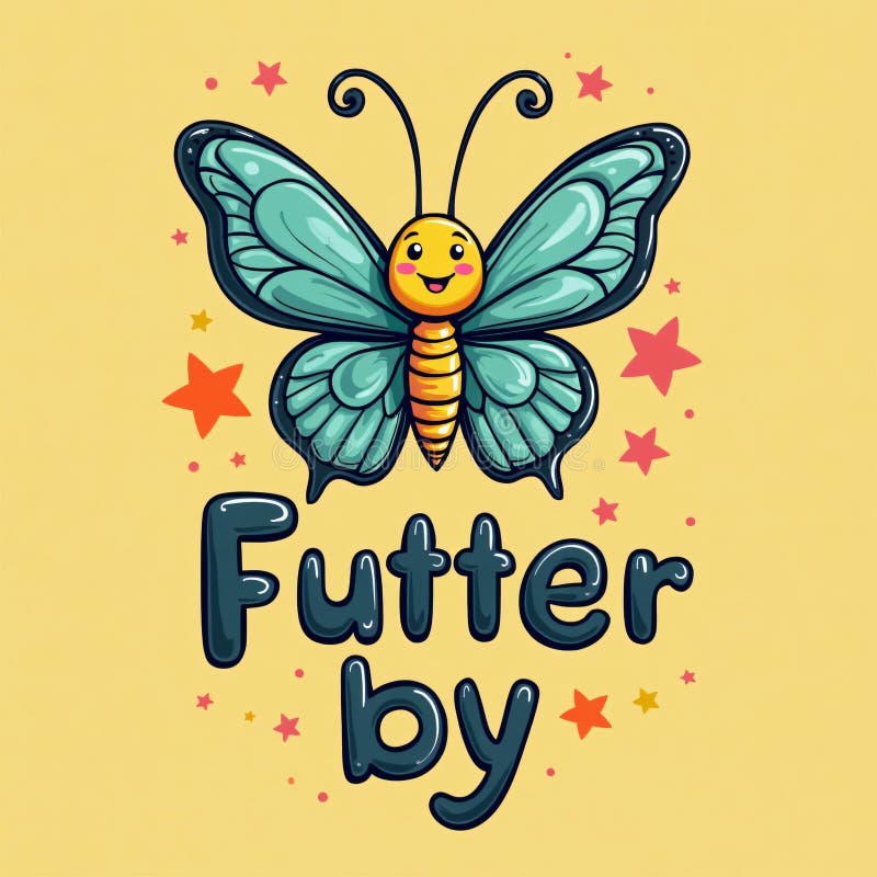 Cute Cartoon Butterfly Flutter by Design for T-Shirt Stock Illustration ...